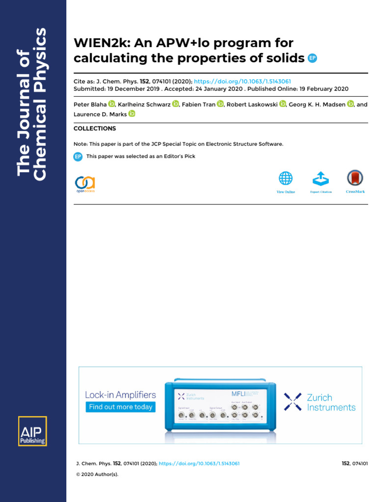 WIEN2k Paper | PDF | Electron | Atomic Orbital
