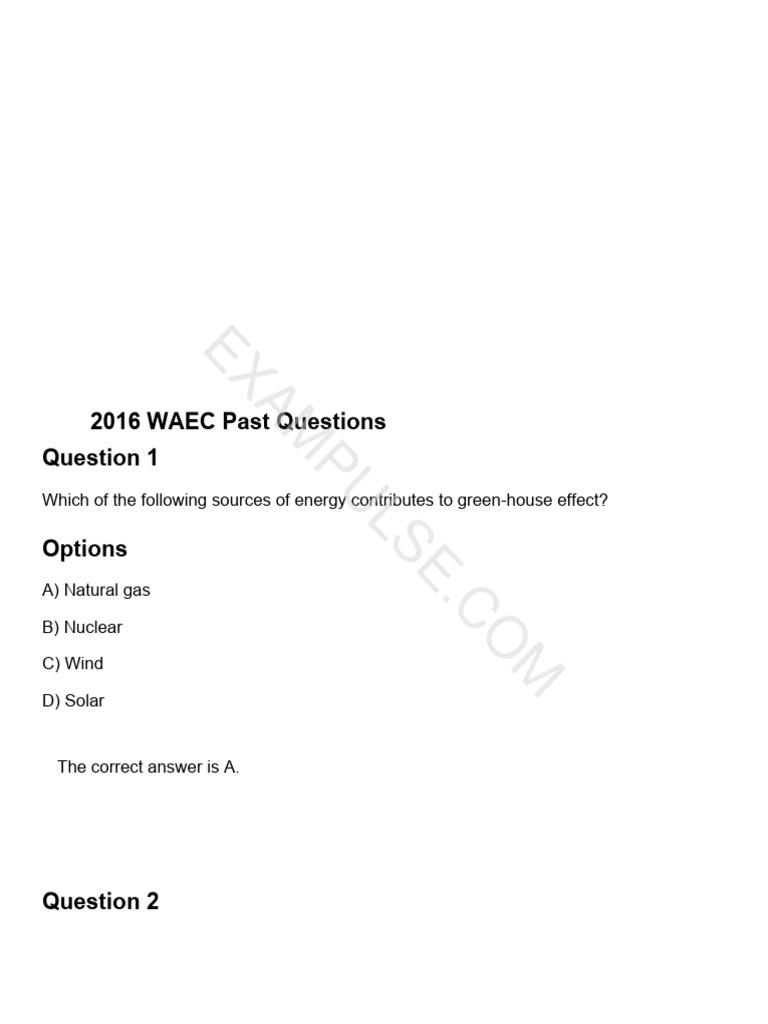 Waec Chemistry Past Questions | PDF