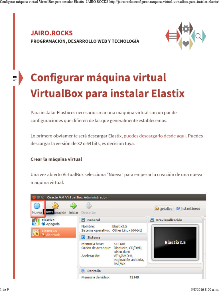 Configurar Máquina Virtual VirtualBox para Instalar Elastix - JAIRO - ROCKS | PDF | Computación ...