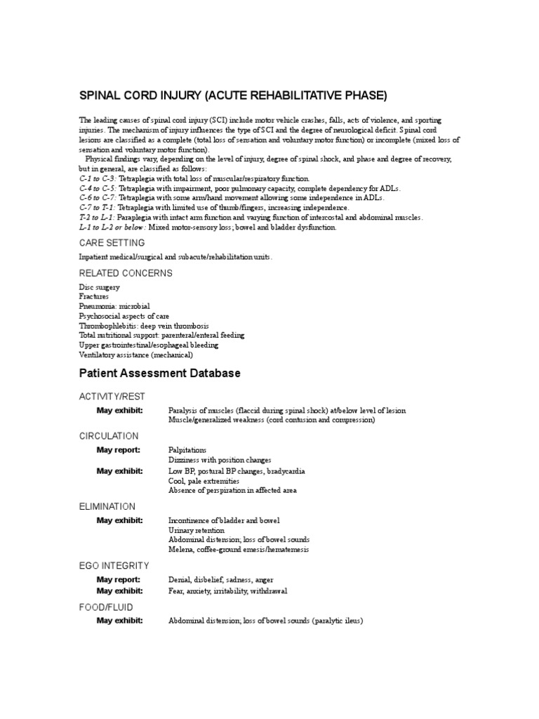 Spinal Cord Injury | PDF