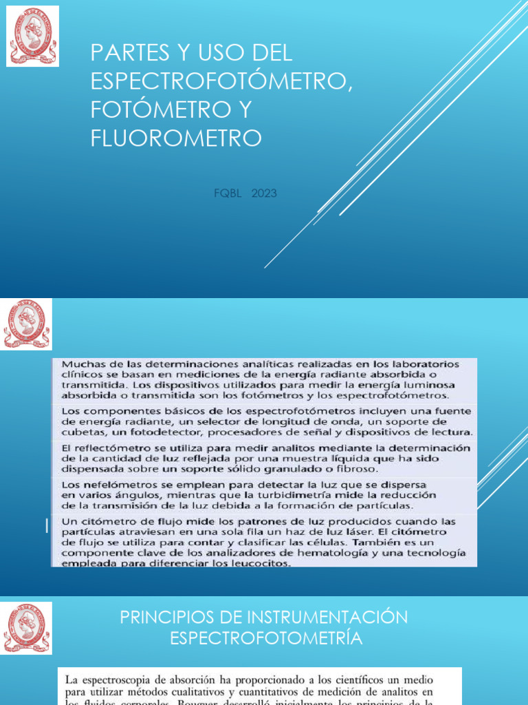 Tema 18. Partes y Uso Del Espectrofotómetro, Fotómetro y Fluorometro ...