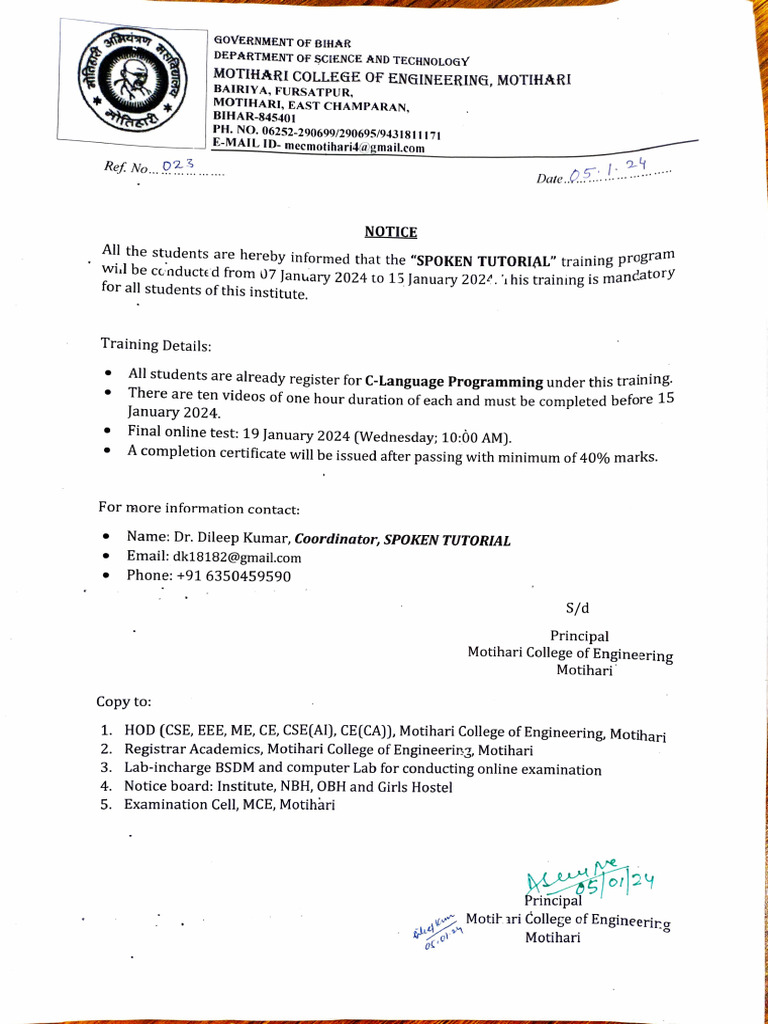 C-Language Training at MCE Bihar | PDF | Career & Growth | Business