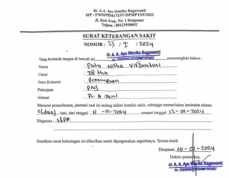 Surat Keterangan Dokter | PDF