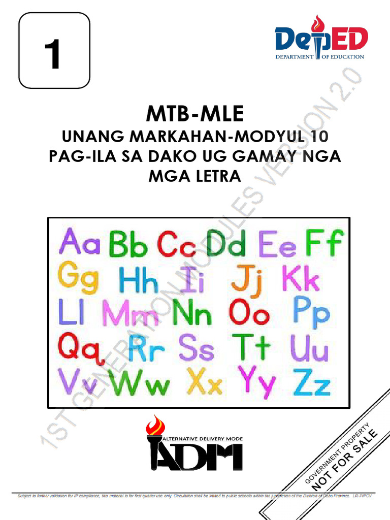 g1 10 Pag Ila Sa Dako Ug Gamay Nga Mga Letra | PDF