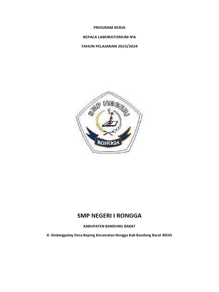 Program Kerja Lab Ipa SMPN I Rongga | PDF