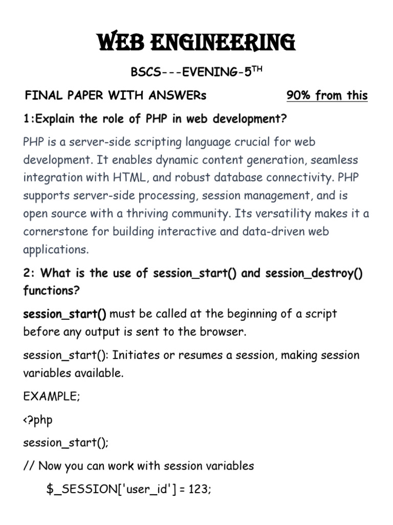 Final Paper Answers | PDF | Php | Http Cookie
