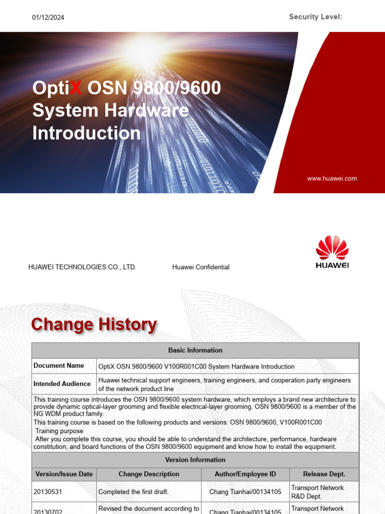 OptiX OSN 9800 - 9600 System Hardware Introduction-20130702-B | PDF ...
