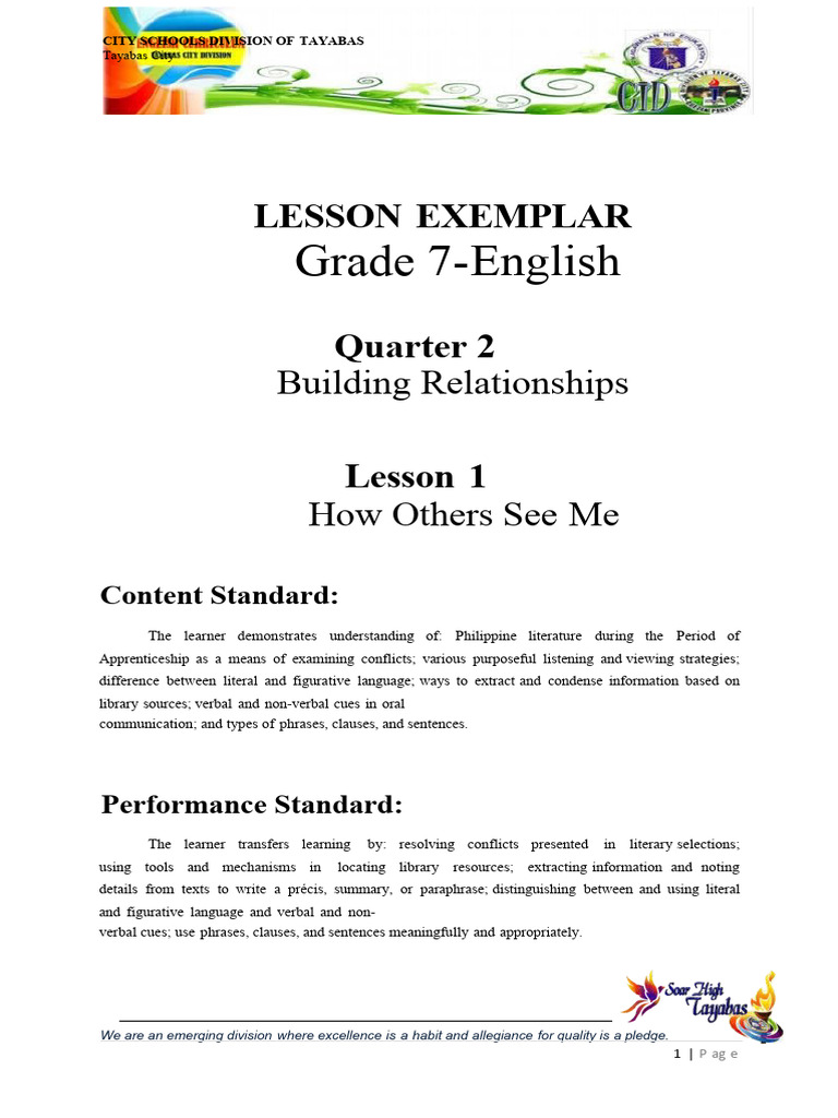 g7 English Lesson Exemplar 2nd Quarterpdf PDF Free | PDF | Books | Learning