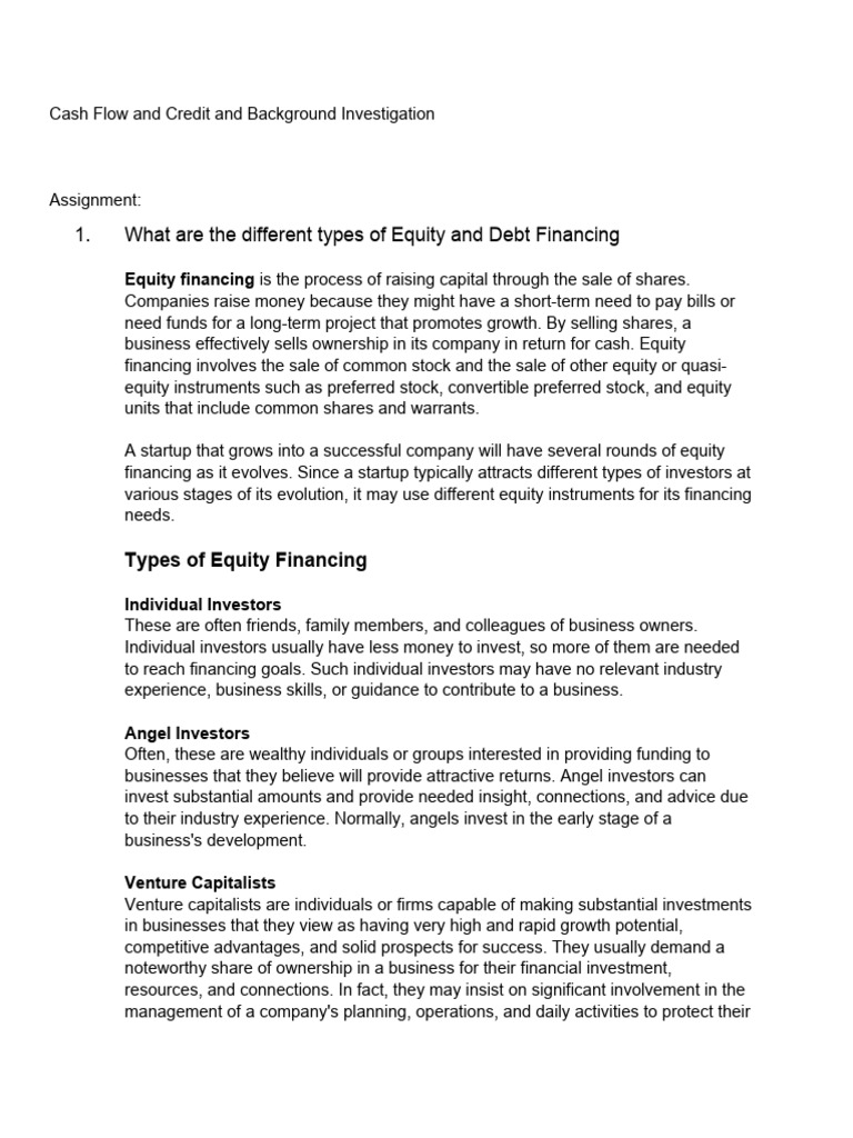 Cash Flow and Credit and Background Investigation | PDF