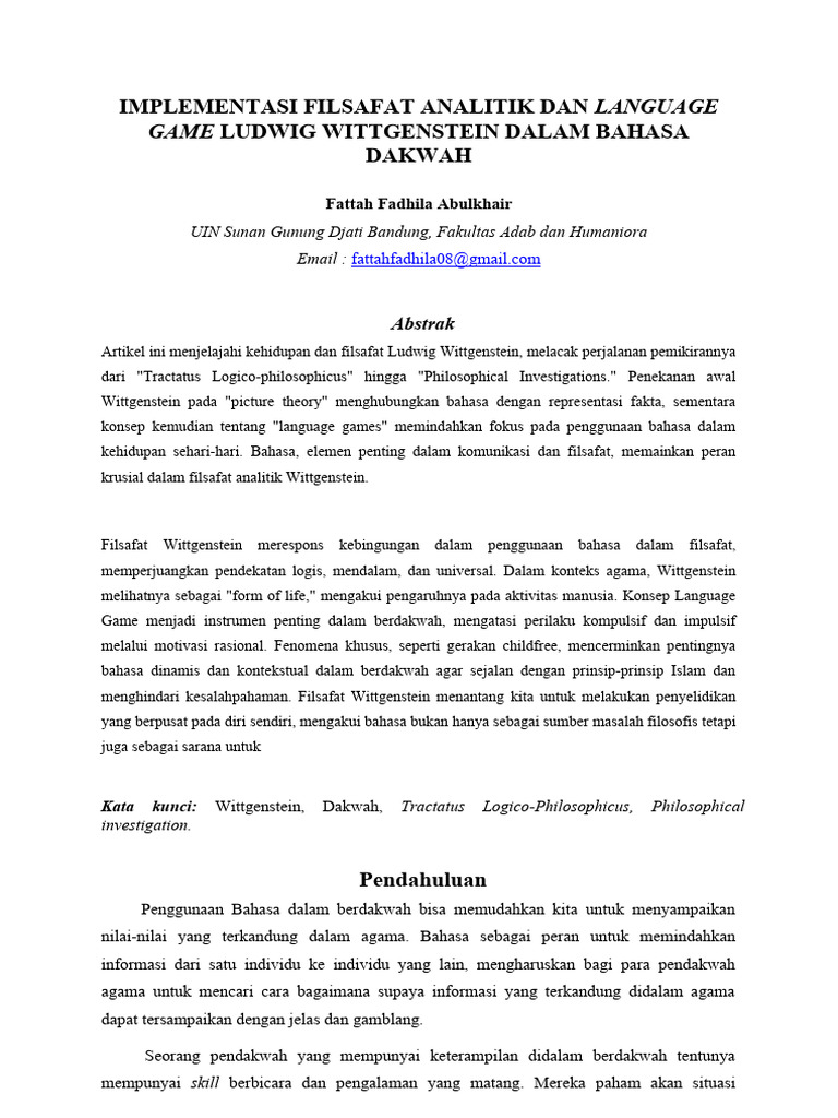 Implementasi Filsafat Analitik Dan Language Game Ludwig Wittgenstein ...