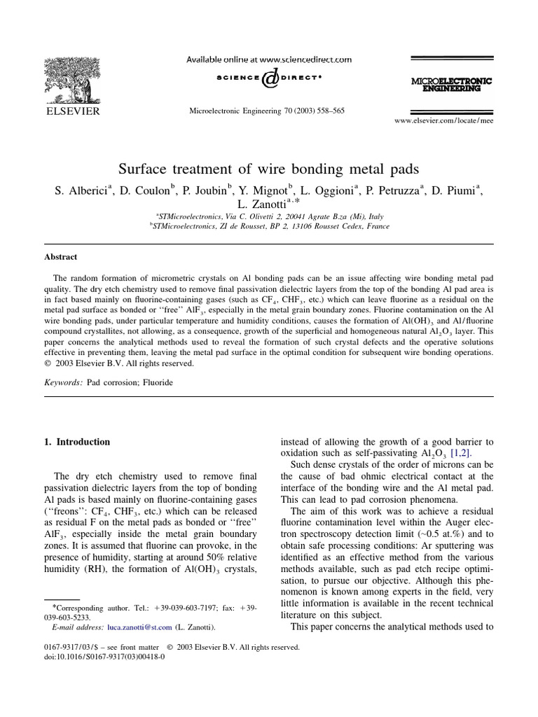 Halogen and Wire Bonds-Failure Due To Fluorine | PDF