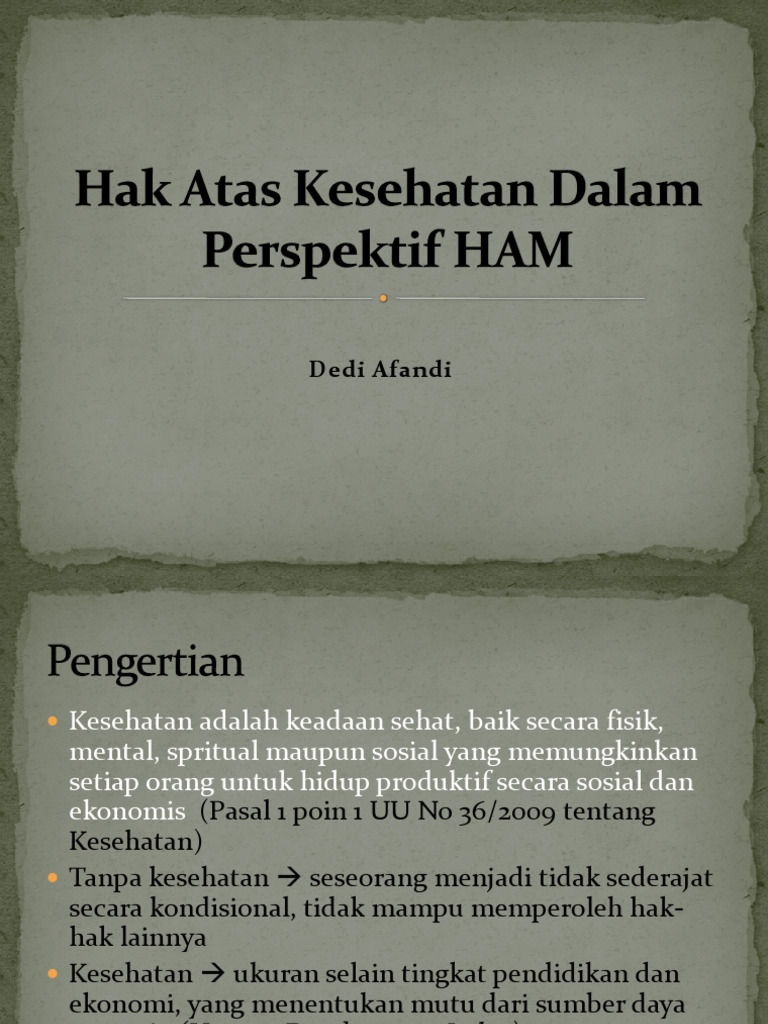 Hak Atas Kesehatan Dalam Perspektif HAM | PDF