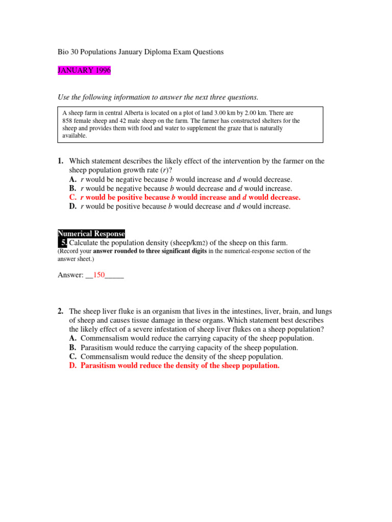 Populations Review Questions KEY | PDF | Dominance (Genetics) | Allele