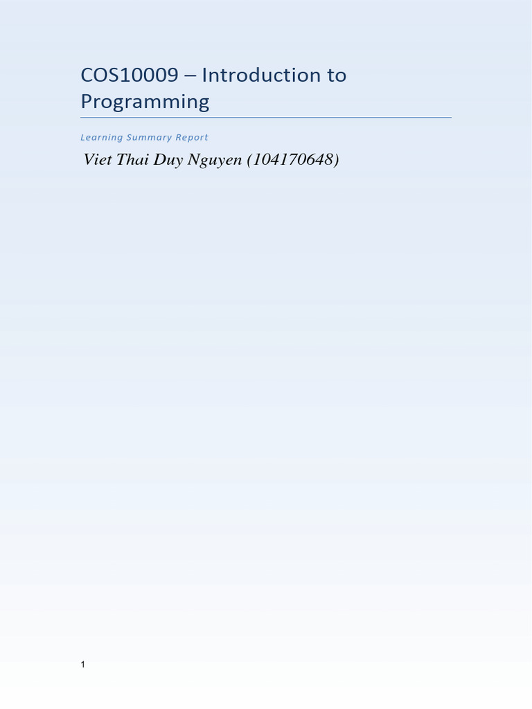 Learning Summary Report | PDF | Computer Programming | Systems Engineering Learning Summary Report | PDF | Computer Programming | Systems Engineering