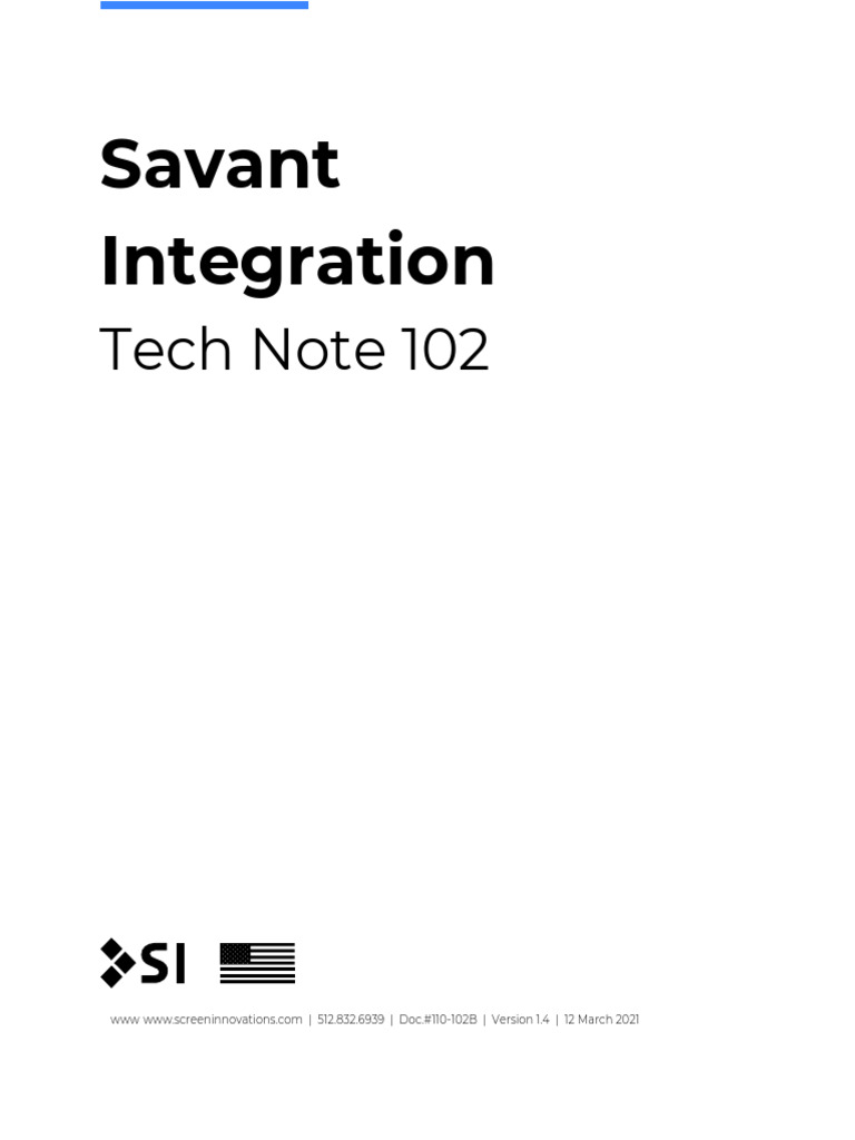 Savant Integration: Tech Note 102 | PDF