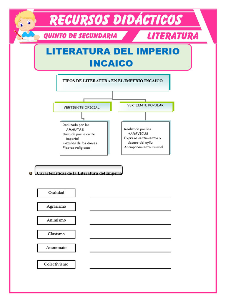 La Literatura Del Imperio Incaico para Quinto de Secundaria | PDF | Perú