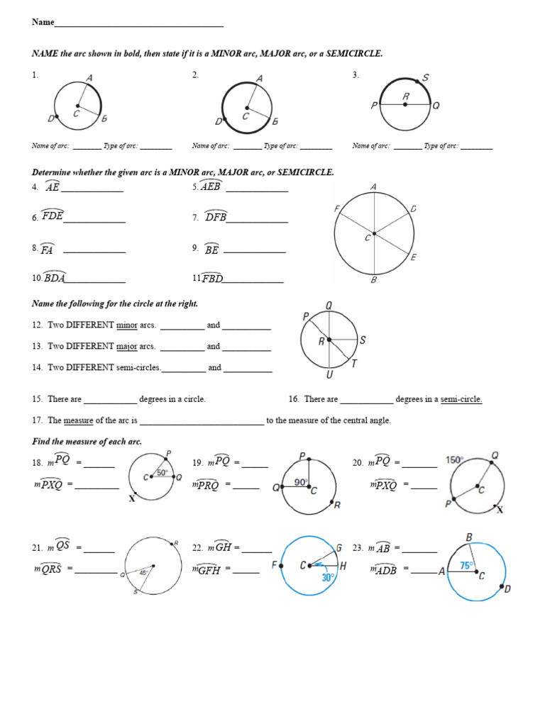 Identify Circle Arcs and Measures | PDF | Science & Mathematics ...