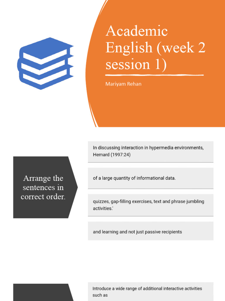 Academic English Week 2 Session 1 | PDF | Linguistics