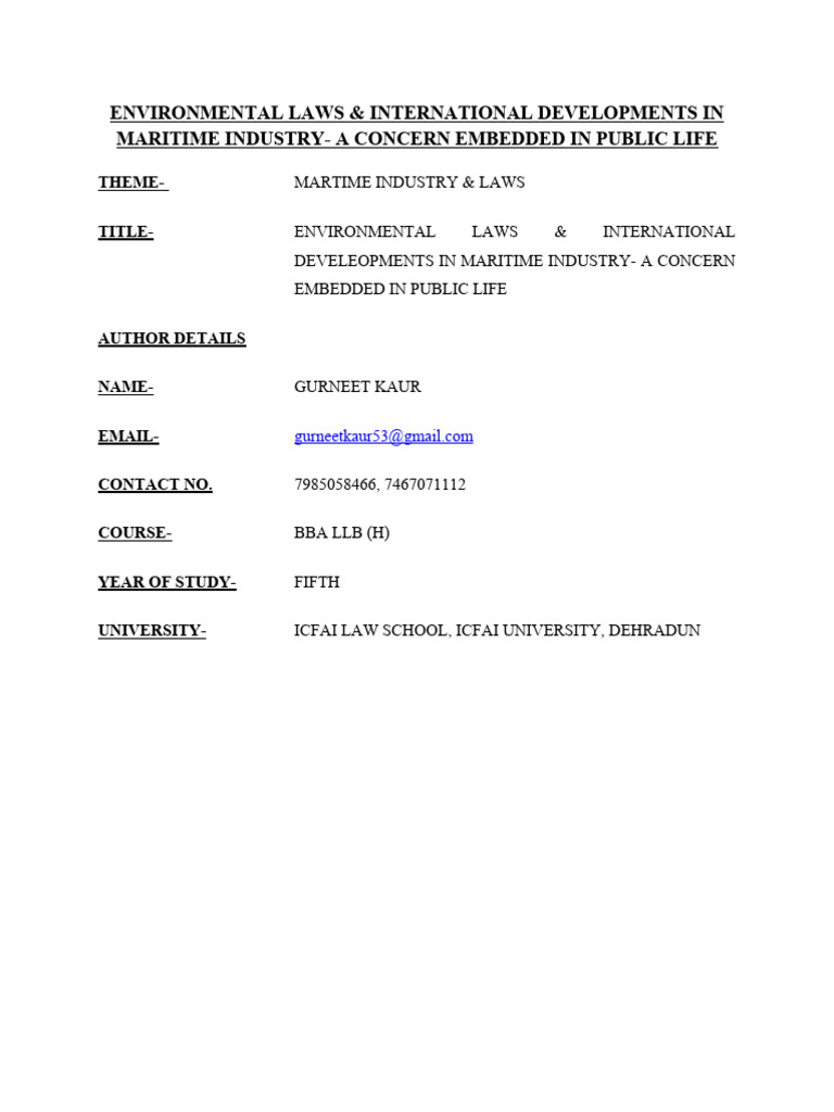 Environmental Laws | PDF | United Nations Convention On The Law Of The ...