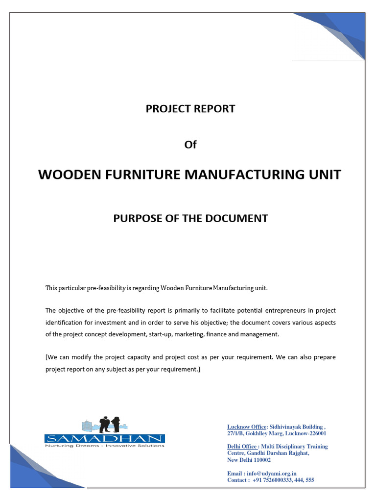 Wooden Furniture Manufacturing Report | PDF