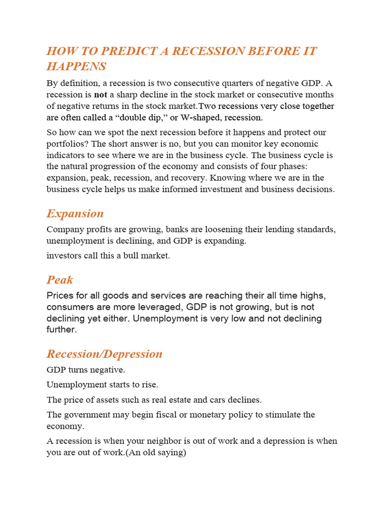 Quantitative Recession Prediction | PDF | Gross Domestic Product ...