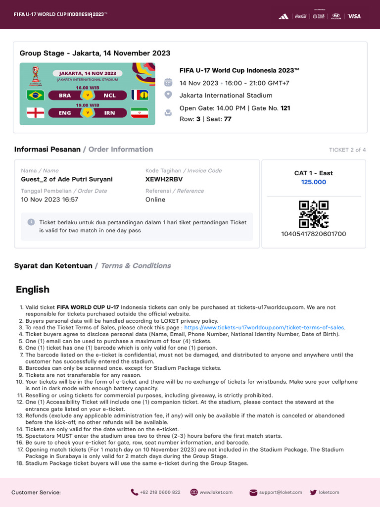 FIFA U-17 World Cup Ticket Details | PDF | Ticket (Admission)