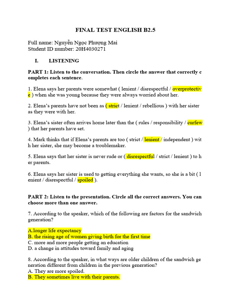 Final Test English B2.5 | PDF