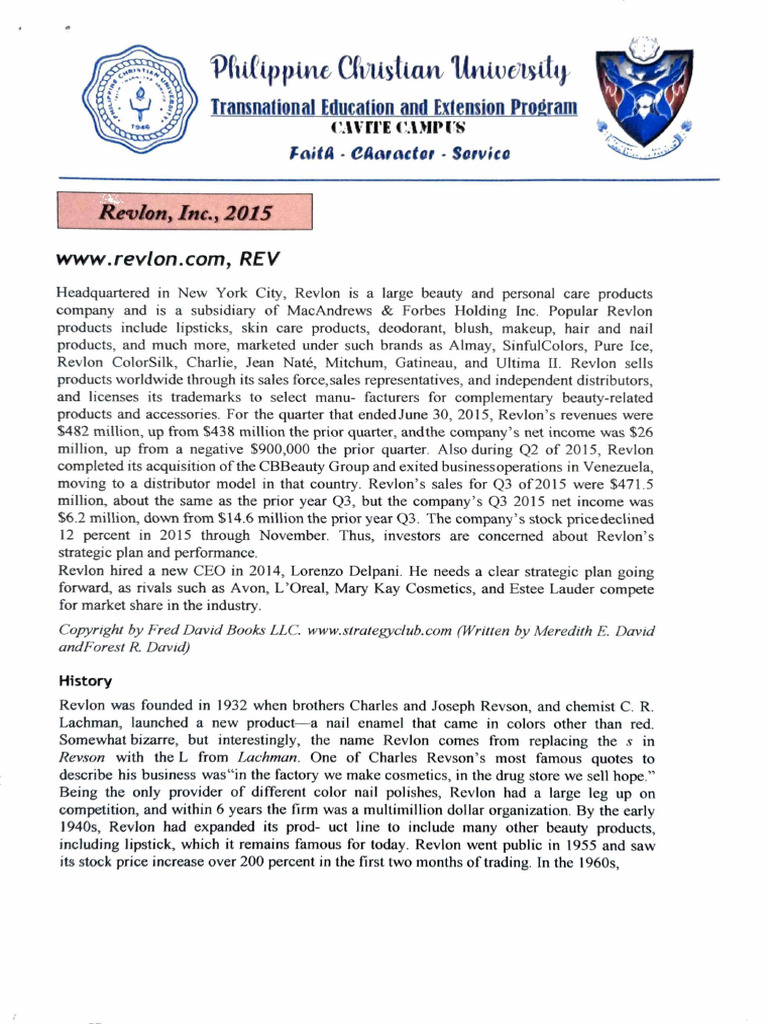 Revlon Inc 2015 | PDF