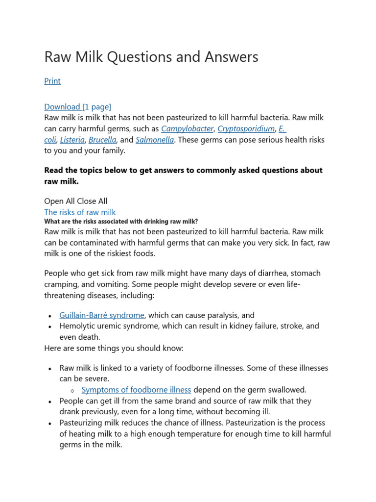Raw Milk For The Health | Download Free PDF | Milk | Dairy