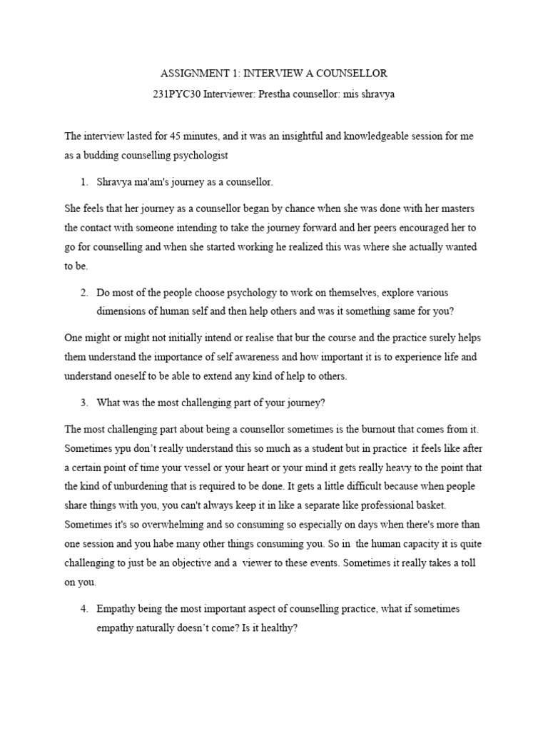 231PYC30 FOC Assignment 1. | PDF | Psychotherapy | Mind