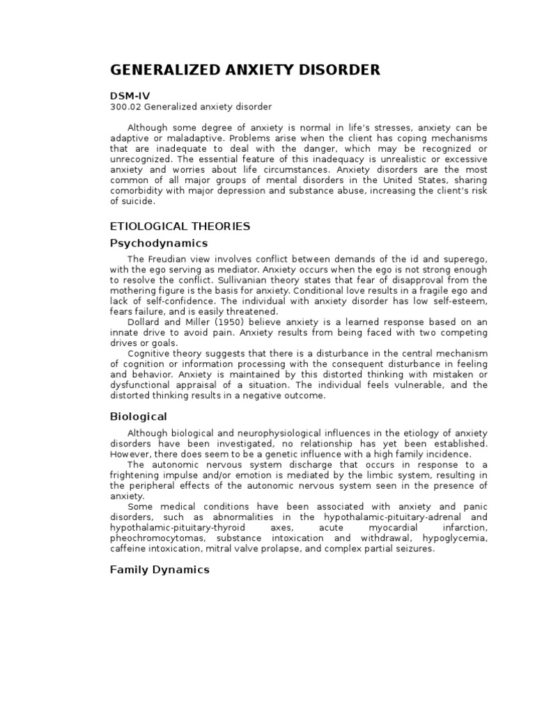 Generalized Anxiety Disorder Pdf Coping Psychology Anxiety