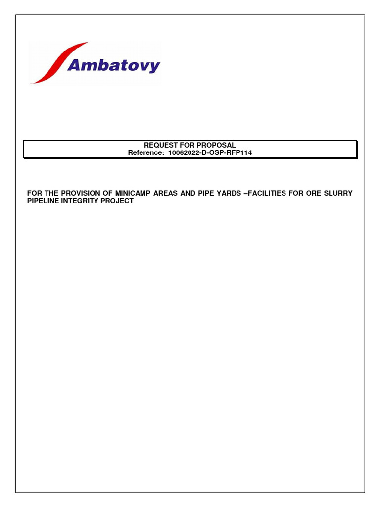 RFP: Minicamp & Pipe Yard Facilities | PDF | Technology & Engineering