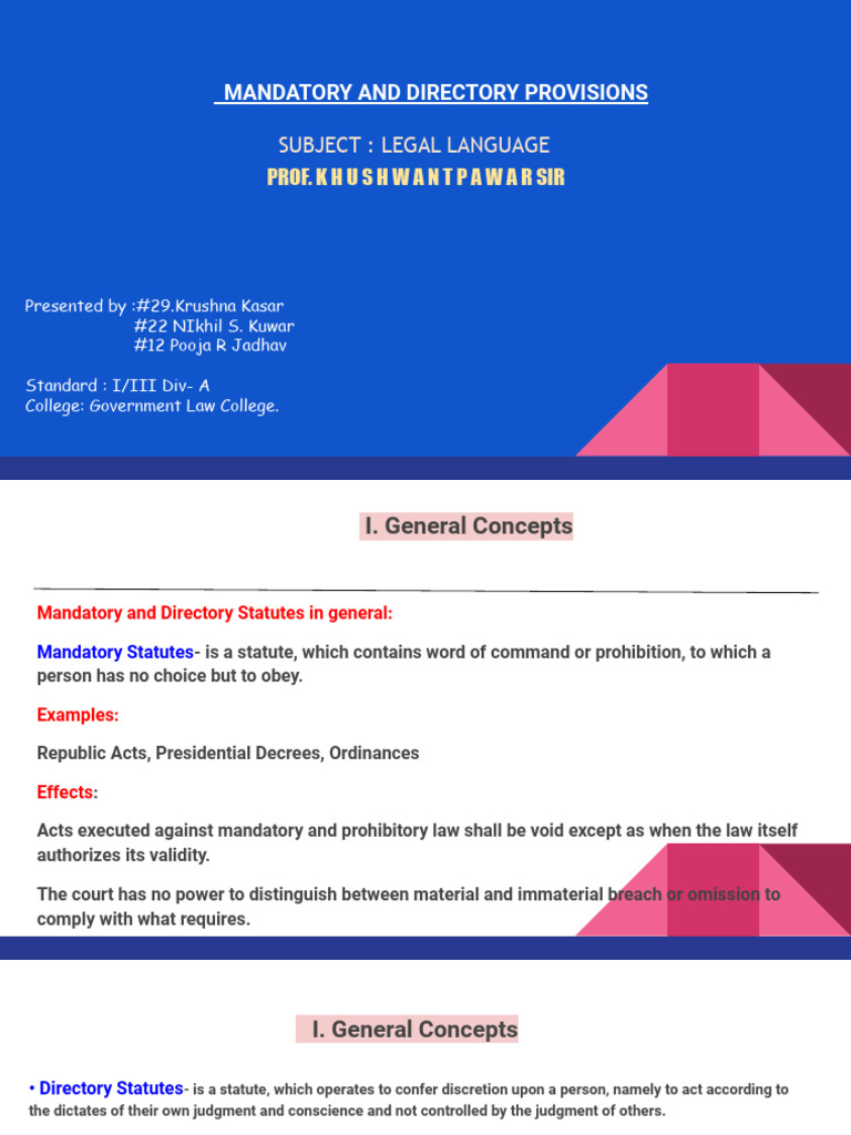 Mandatory and Directory Provisions Slides | PDF