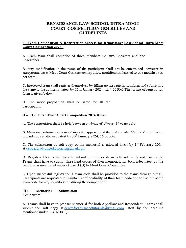 Moot Court Rules | PDF