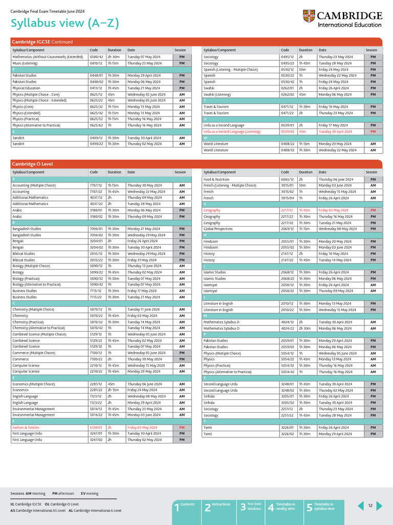 Cambridge Exam Schedule 2024 | PDF
