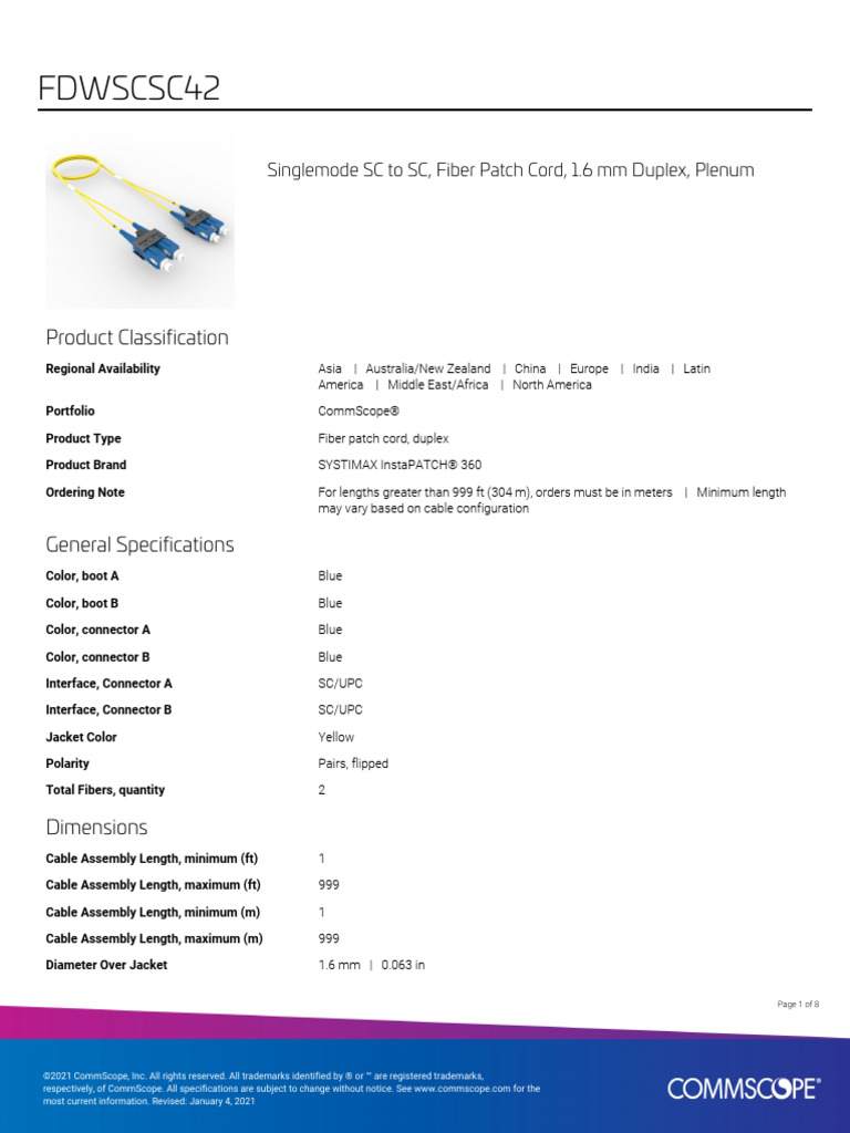 Patch Cord Singlemode Product Specifications (Comprehensive) | PDF | Optical Fiber | Electronics