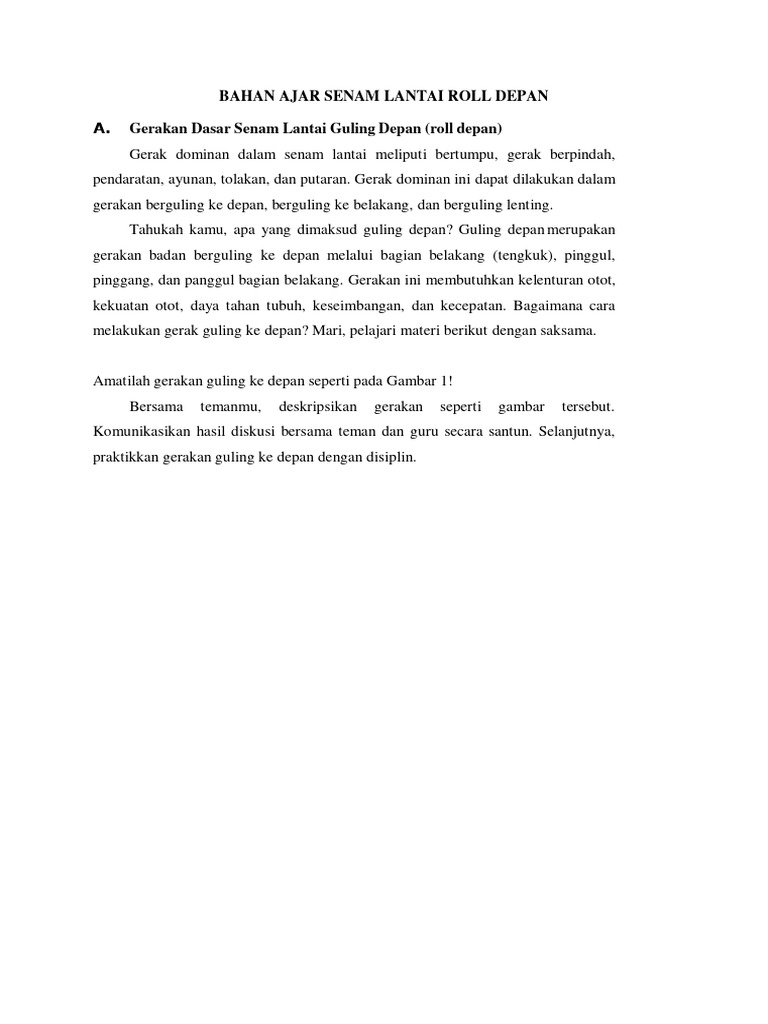Bahan Ajar Senam Lantai Roll Depan | PDF