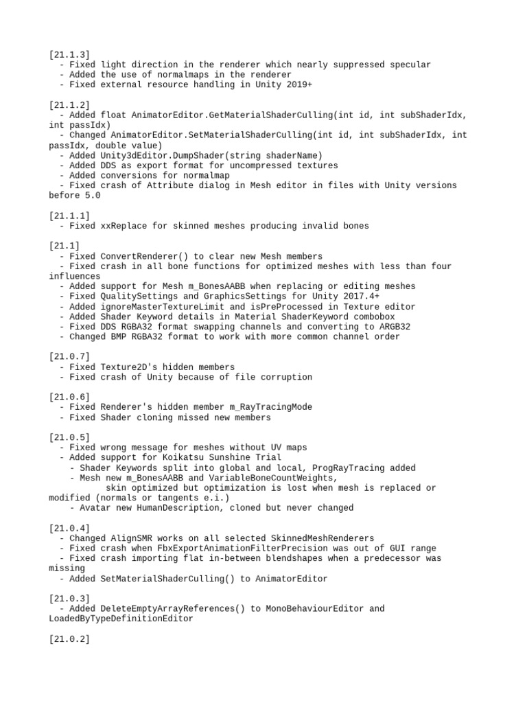 Change Log | PDF | Shader | Texture Mapping