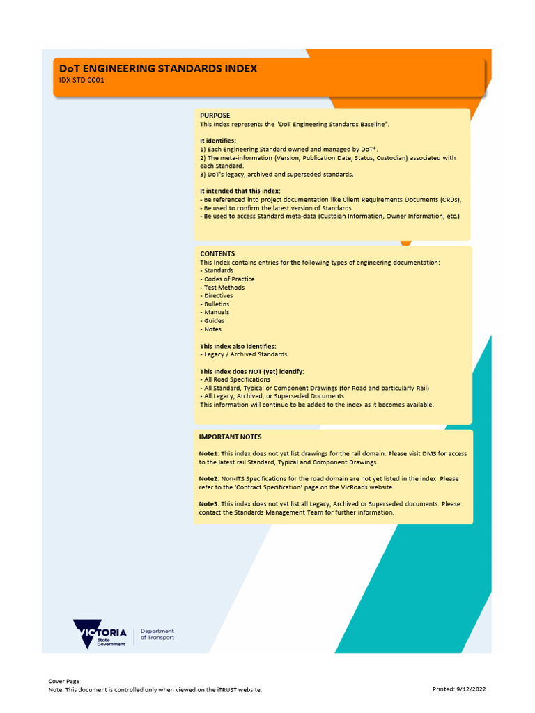 9 - 12 - 22 IDX STD 0001 Engineering Standards Index | PDF