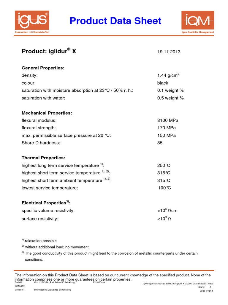 Iglidur X Product Data Sheet2013 | PDF | Density | Metrology