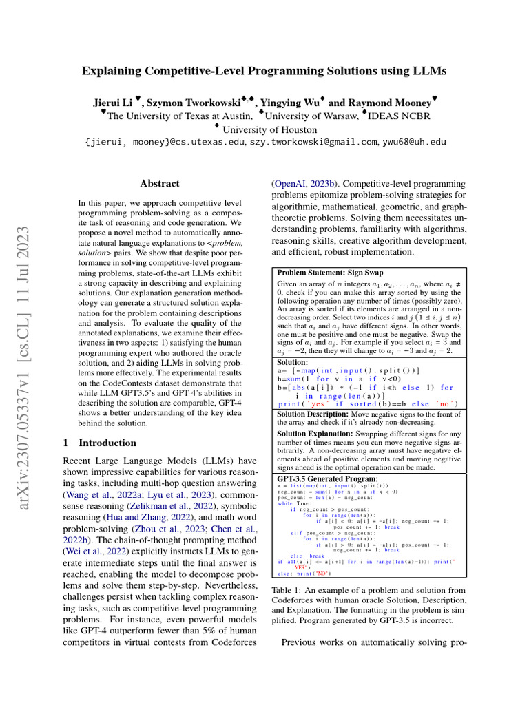 Explaining Competitive-Level Programming Solutions Using LLMs | PDF | Computer Programming ...