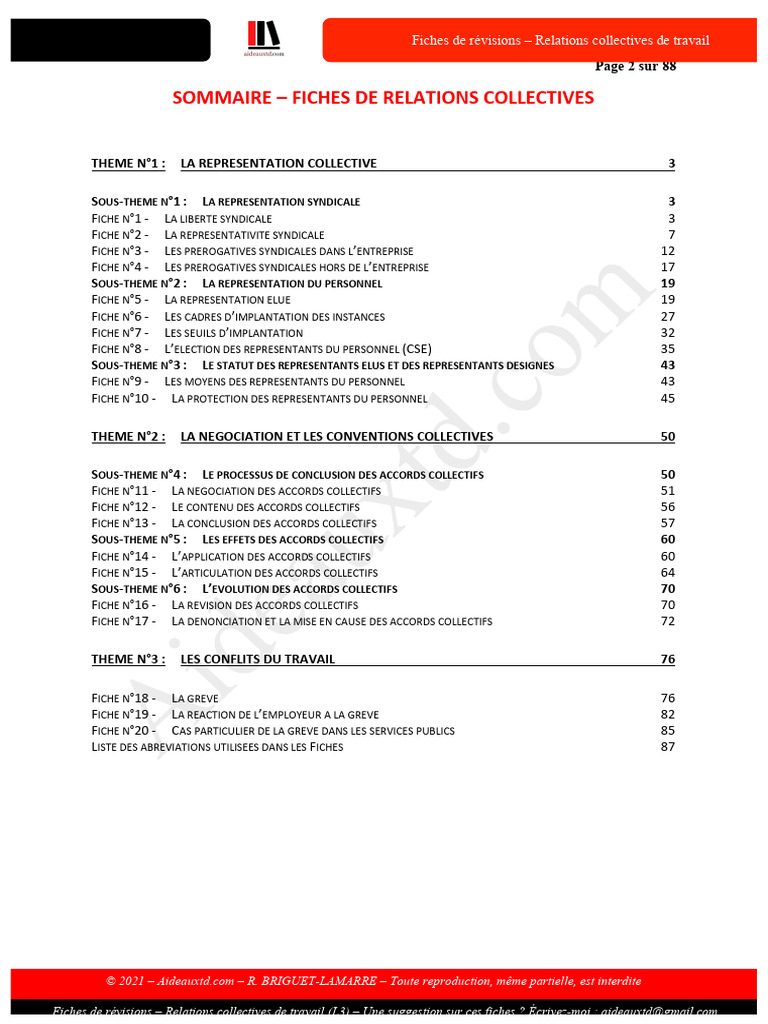 La Dénonciation Des Accords Collectifs Fiches Droit Des Relations Collectives de Travail ...