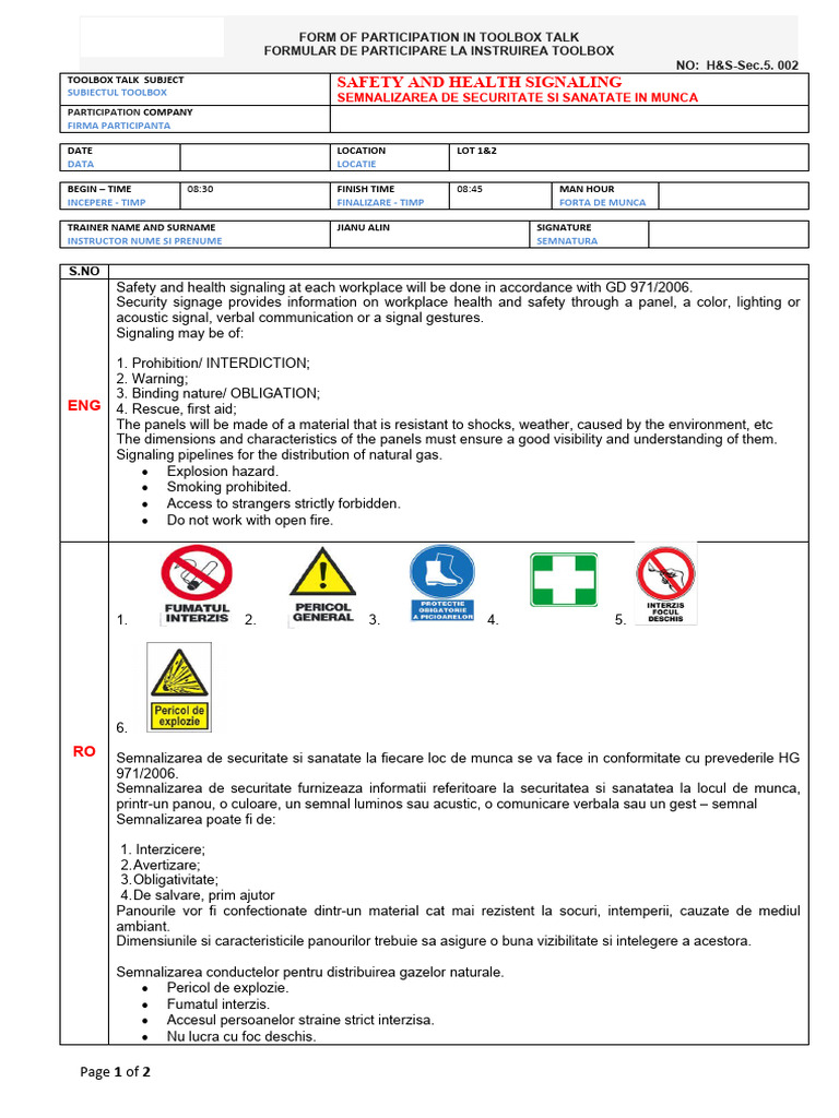 Toolbox Health and Safety Signs | PDF | Securities | Labor Relations