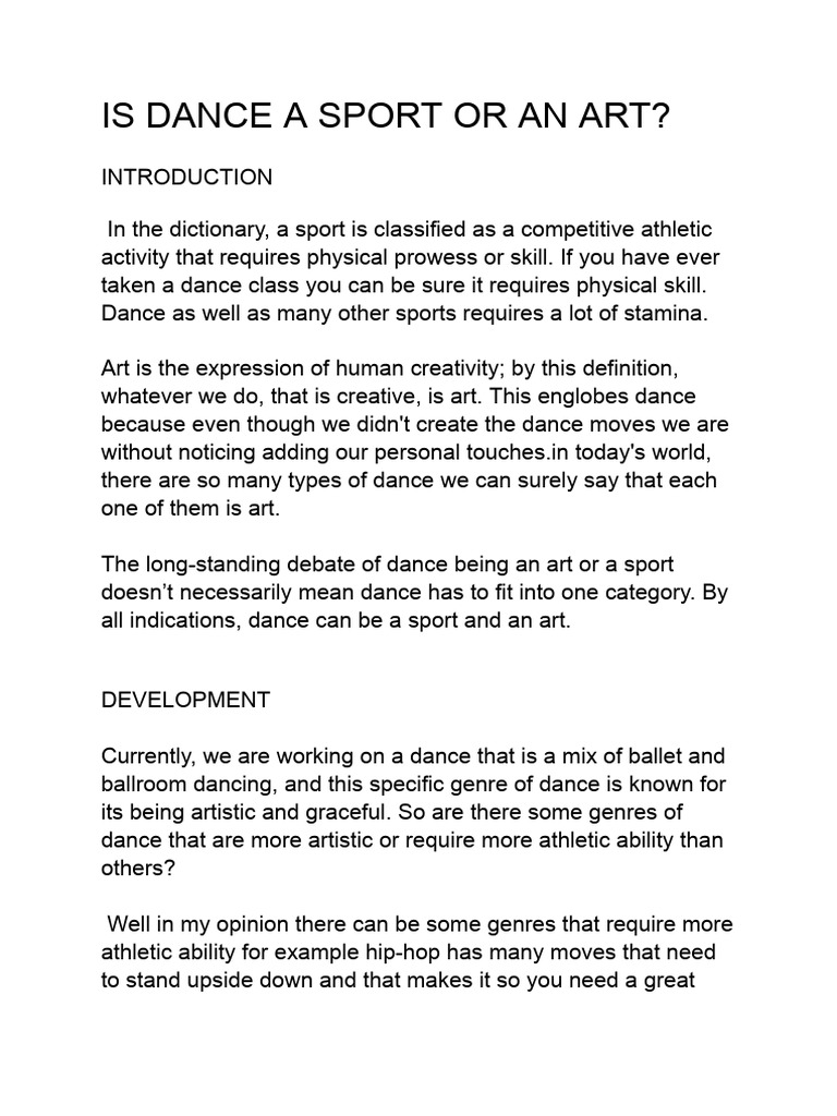 Dance: Sport or Art Debate | PDF