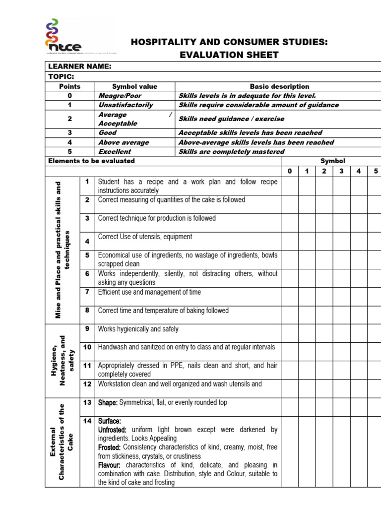 Novel Cake Evaluation Sheet | PDF | Cakes | Icing (Food)