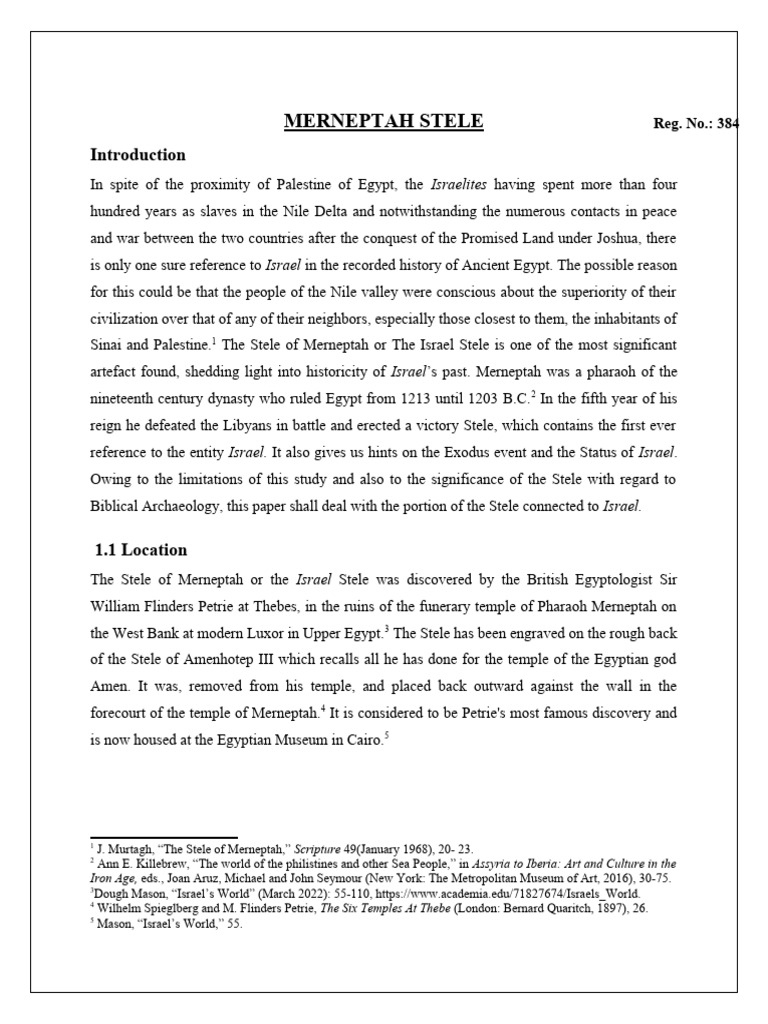 Merneptah Stele: Israel's First Mention | PDF