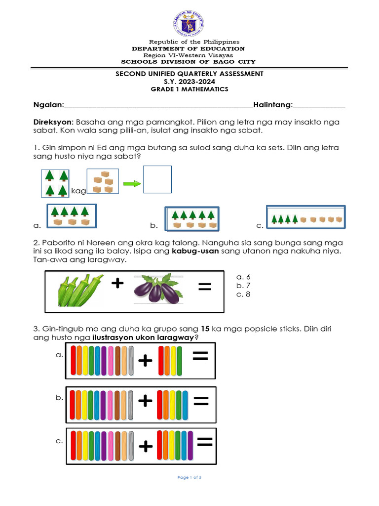 Grade 1 (Quarter 2 S.Y. 2023-2024) | PDF