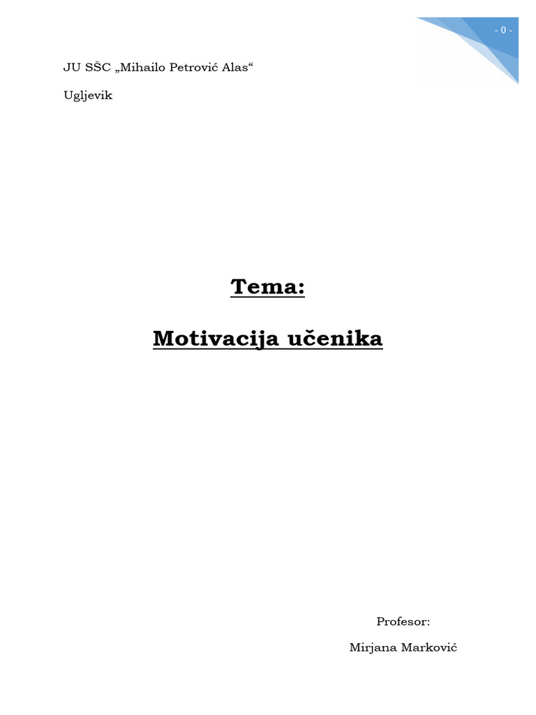 Motivacija Ucenika | PDF