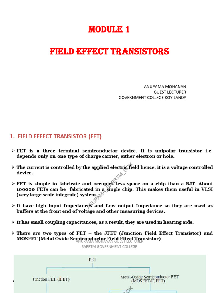 MODULE 1_FET_watermark | PDF | Field Effect Transistor | Transistor