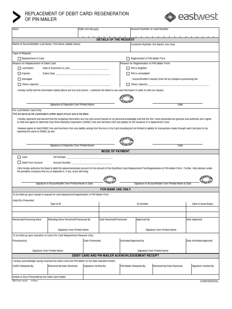 Debit Card Replacement and Regen of PIN Mailer | PDF | Debit Card ...